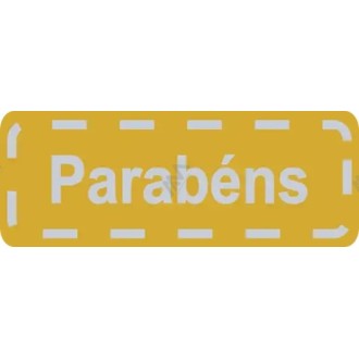 Roll with 200 Sticker Labels "Parabéns" - Gold