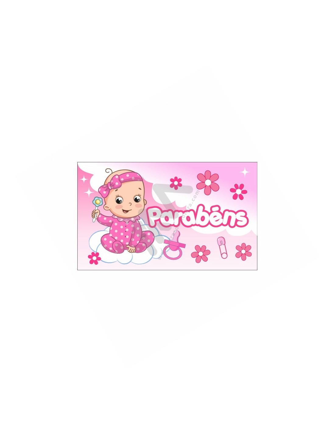 Roll with 200 Sticker Labels "Parabéns" - Pink