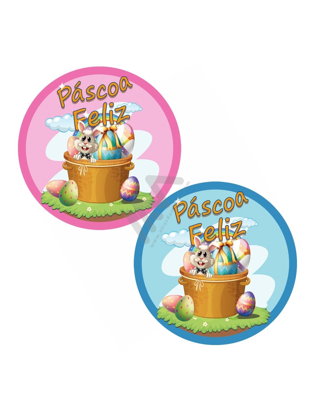 Roll with 200 Sticker Labels "Páscoa Feliz"